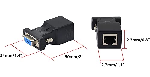 Qaoquda DB9 to RJ45 Female Adapter, 2 Pack, Black