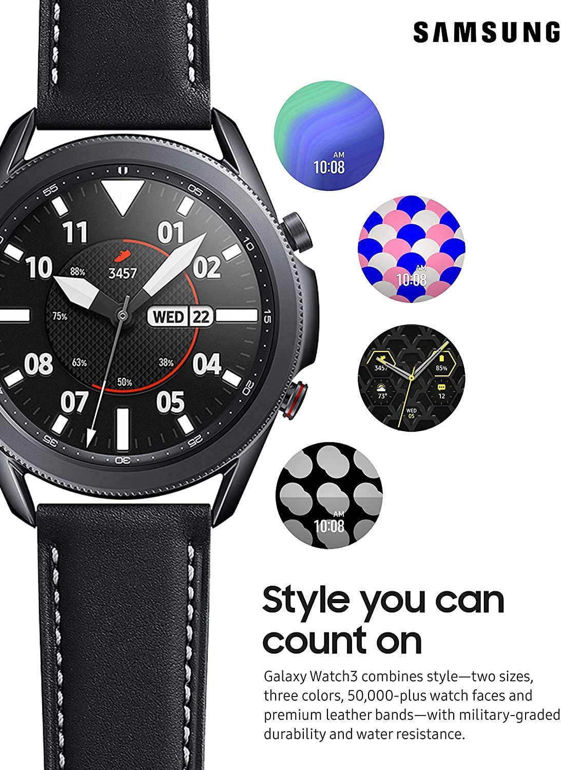 Samsung Galaxy Watch3 GPS Smartwatch (Bluetooth, 45mm, Mystic Black) (Renewed)