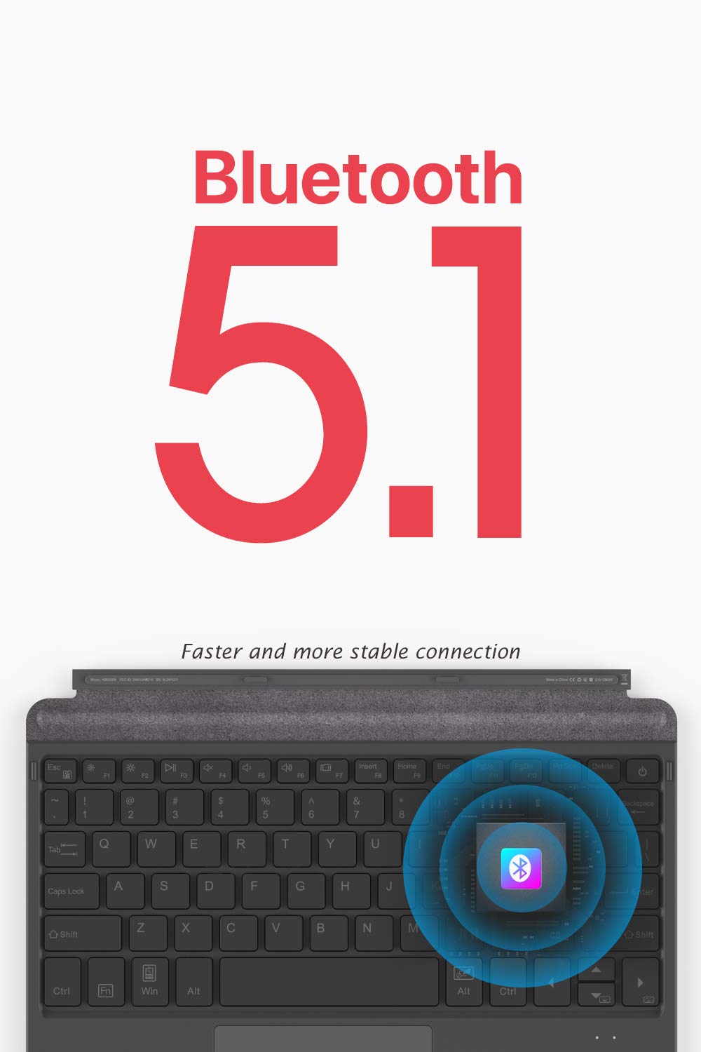 Inateck Surface Go Keyboard, Bluetooth 5.1, 7-Color Backlight, Compatible with Surface Go 4(2023), Surface Go 3(2021), Go 2 (2020), Surface Go 1(2018), KB02009 Black