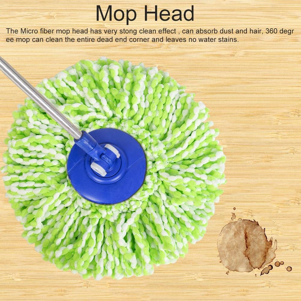 Fdit Spin Mop Head Refills Microfiber Round Spin Mop Head Replacement for Universal Spin Mop System for Home Commercial Use (Green White)
