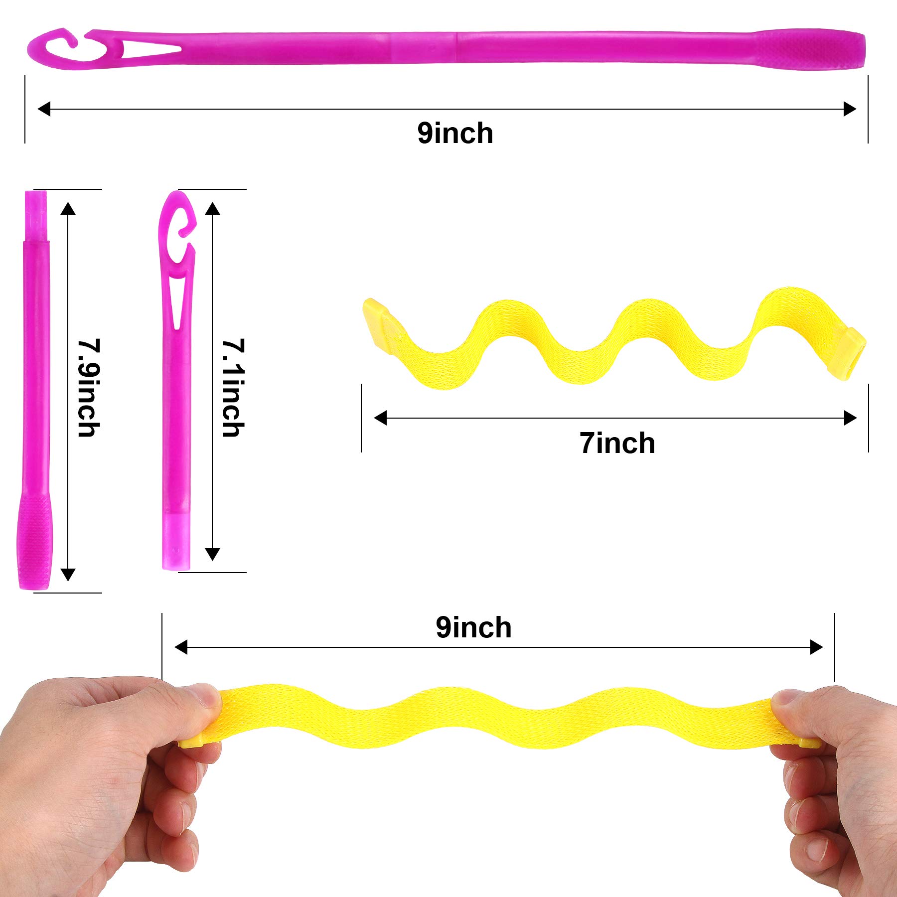 36 Pcs Magic Hair Roller Curlers Heatless Styling Kit with 2 Pcs Hair Hooks for Women Girls (9.8inches)