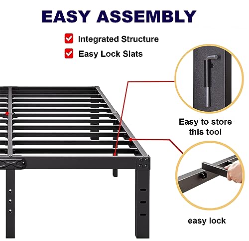 Bed Frame Full Size Storage 18 inch Tall,Platform Metal BedFrame for Kids Boys Girls, Heavy Duty Anti Squeak Steel Slats Support,No Box Spring Needed, Easy Assembly, Noise Free, Black