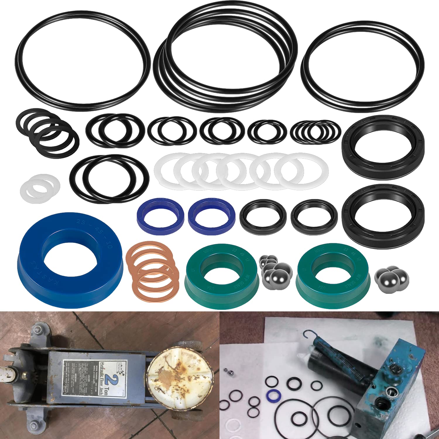328.12031 Full Set 59 Pcs Seal Replacement Kit for Sears(Craftsman) 2-Ton Floor Jack Hydraulic Repair
