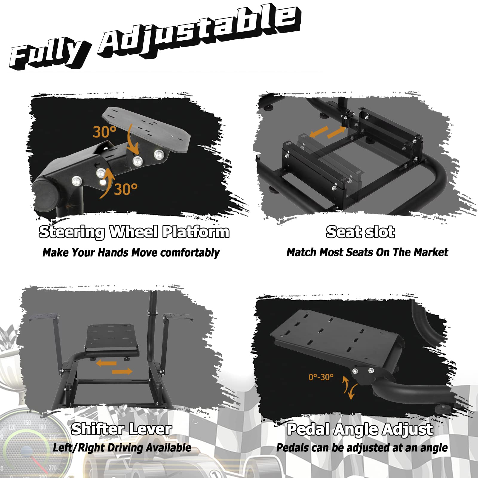 Dardoo G920 Gaming Simulator Cockpit Compatible with Logitech G27 G29 G923, Fanatec, Thrustmaster T300RS,TXRW Base for PS4,Xbox PC, Wheel Stand Without Wheel, Pedal, Handbrake and Seat