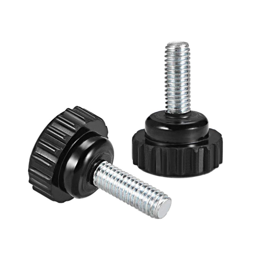 uxcell M6 x 15mm Metric Male Thread Knurled Clamping Knobs Grip Thumb Screw on Type Plastic Threaded Hand Bolt Knobs Black 4 Pcs