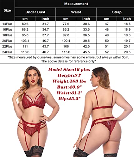 Avidlove Women Lingerie Set Plus Size with Garter Belts Sexy Bra and Panty Underwear Lingerie Sets