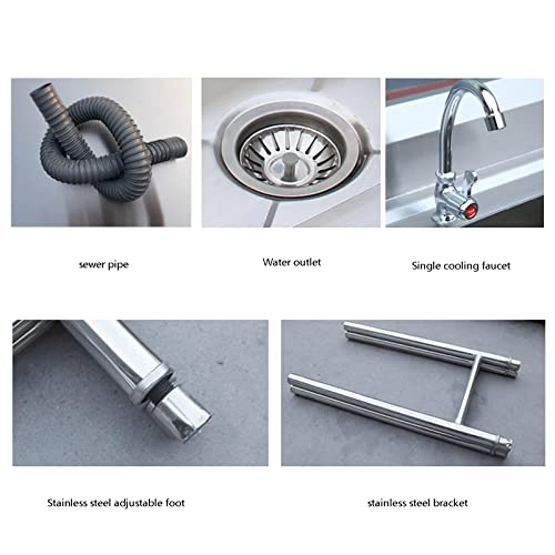 Canteen kitchen household commercial stainless steel sink (Size : 140X70X80cm)