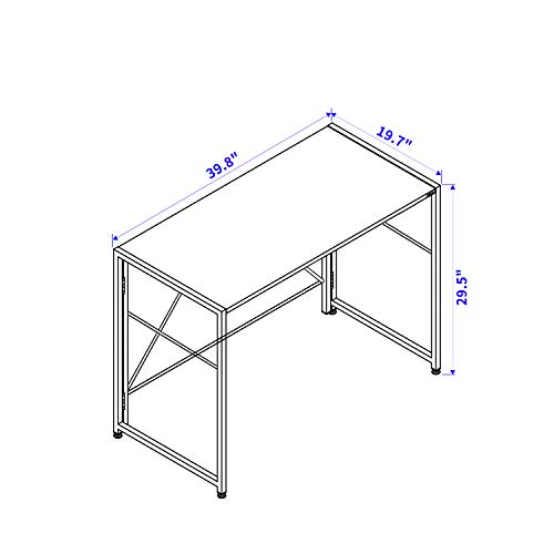 SOFSYS Modern Folding Computer Writing Desk for Small Space, Gaming, and Home Office Organization, Foldable Industrial Metal Frame with Sturdy Desktop for Students or Small Business, Oak/Black