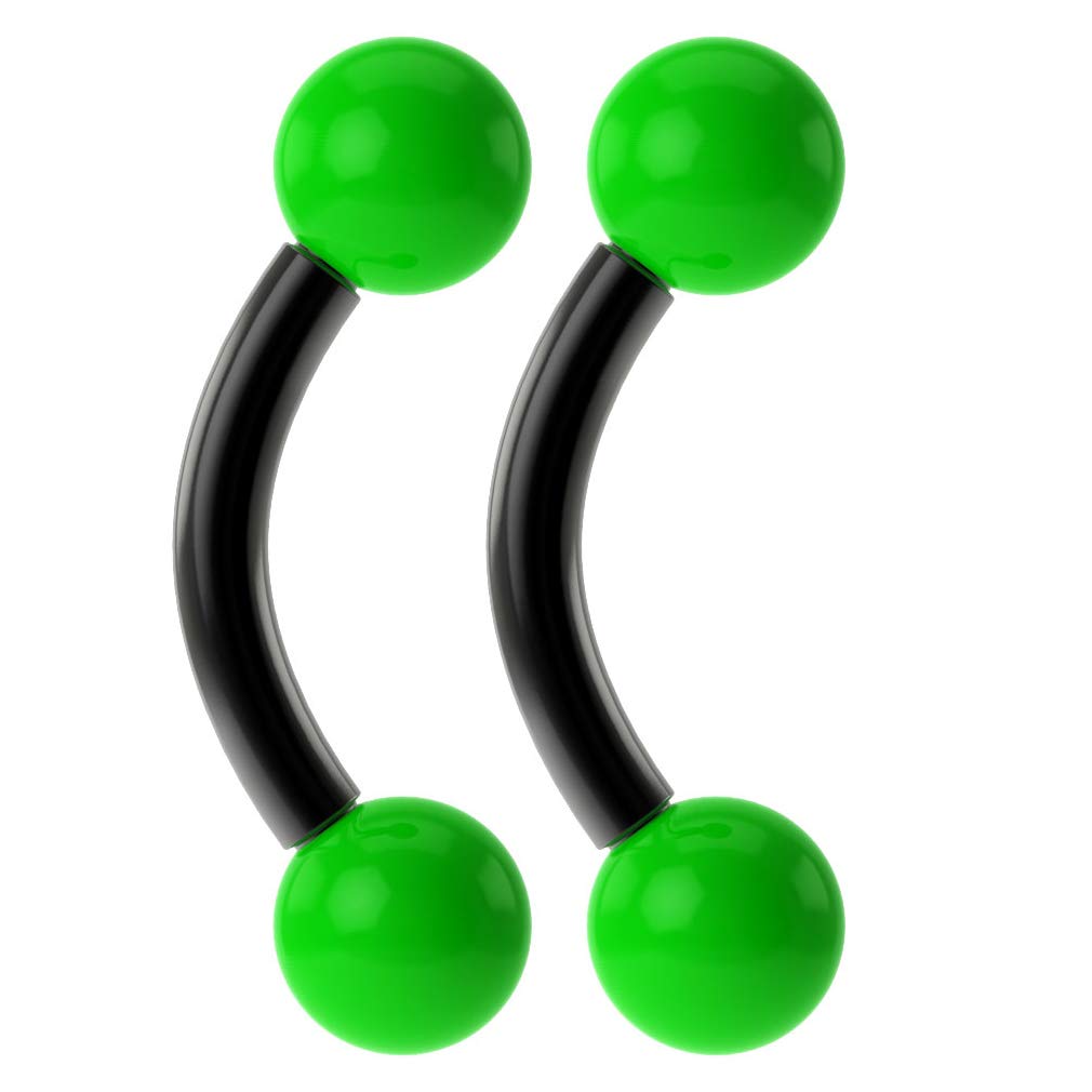 2pc 16g Purple Curved Barbell Acrylic Ball Black Rook 8mm 5/16 Bent Earrings Eyebrow Vertical Labret
