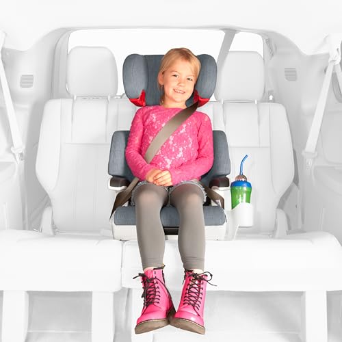 Clek Oobr High Back Booster Seat with Adjustable Headrest, Reclining Design, Latch System, and Retardant-Free Fabric, Snowberry