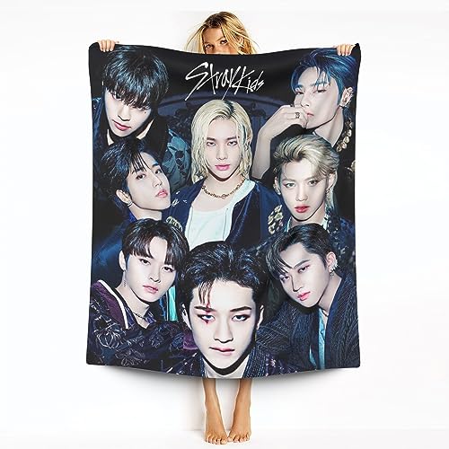 HIFFEY Stray Kids Kpop Throw Blankets, Comfortable Lightweight Blankets 50"x40", Kpop Print Warm Blankets for Camping Home Car Beach Office