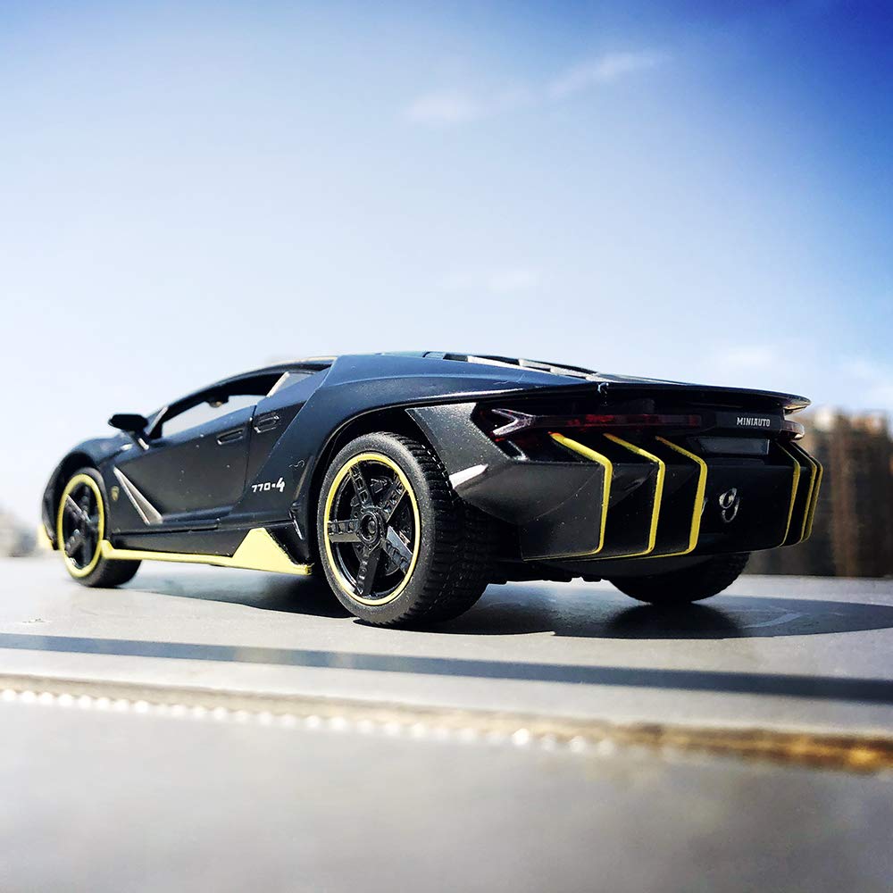 BDTCTK 1/24 Centenario LP770-4 Casting Model Car, Zinc Alloy Pull Back Toy car with Sound and Light for Kids Boy Girl Gift(Black)