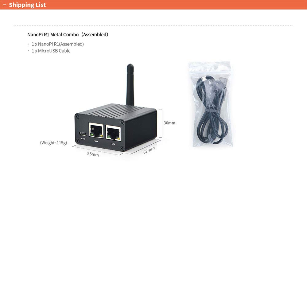 NanoPi R1 Allwinner RAM 1GB H3 Dual Ethernet Port, Wifi & BT, onboard eMMC with USB & Serial Port for loT