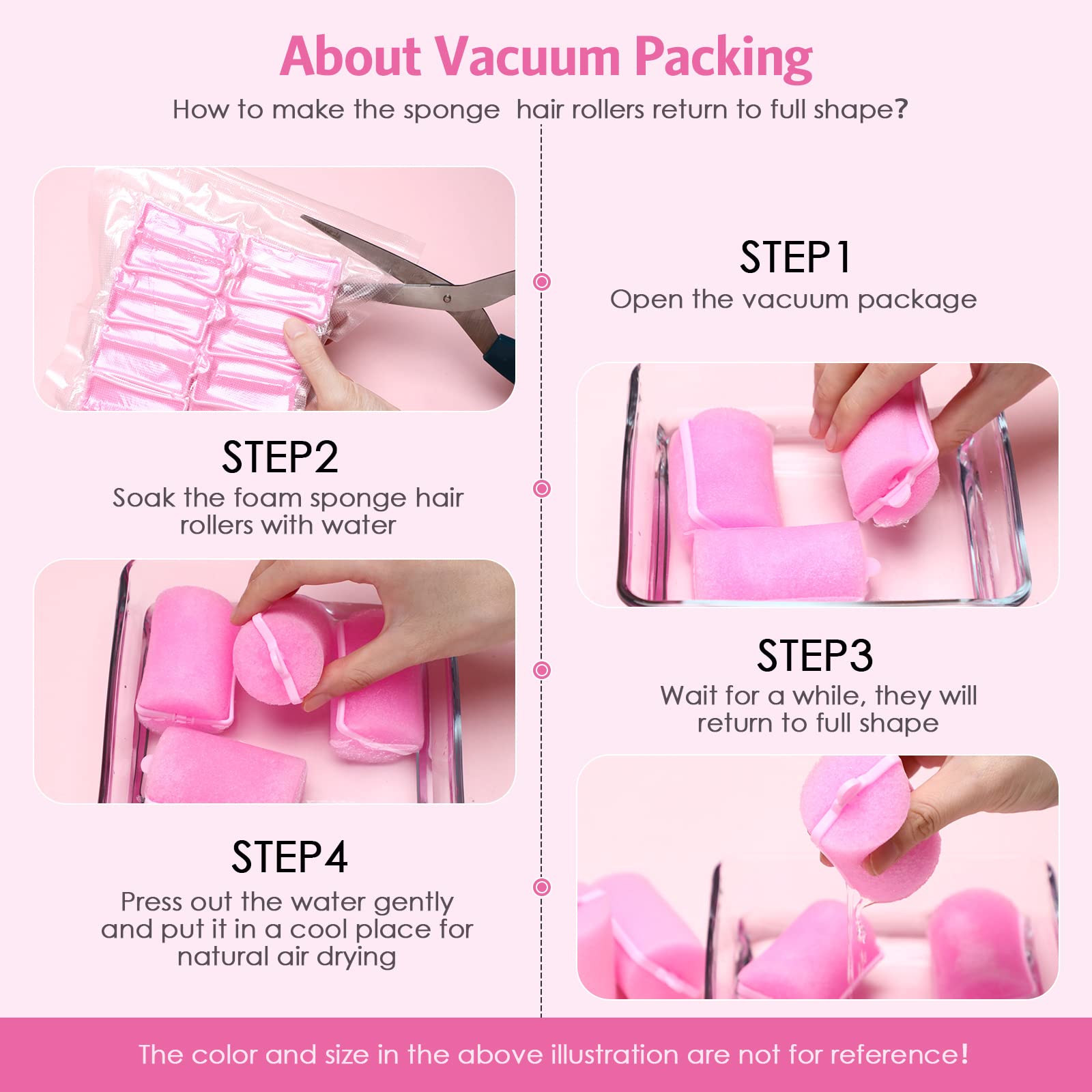 Syhood 12 Pcs Jumbo Foam Sponge Hair Rollers 1.89 Inch Soft Sleeping Curlers Flexible Large Foam Rollers and Rat Tail Comb for Hair Styling(Pink)
