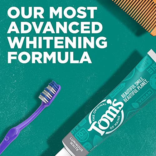 Tom's of Maine Natural Luminous White Toothpaste with Fluoride, Clean Mint, 4.0 oz. 3-Pack