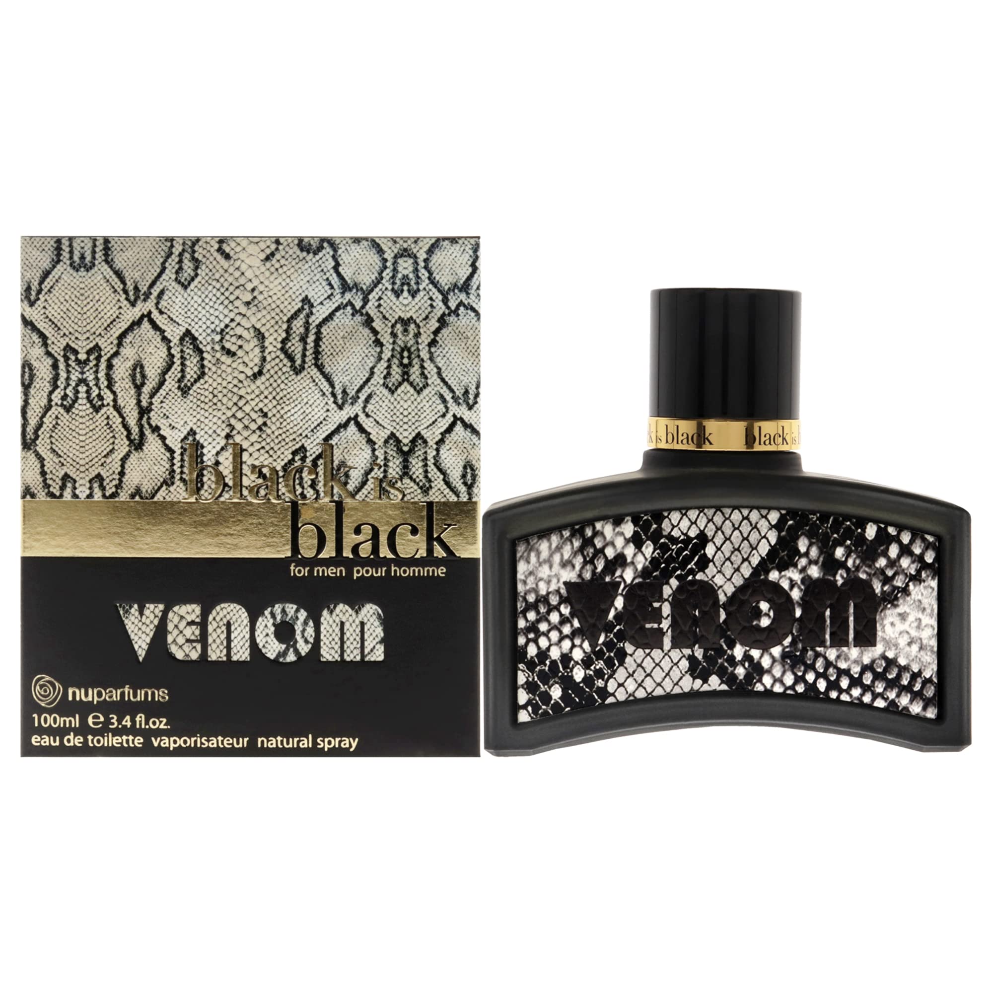 NU Parfums Black is Black Venom Pour Homme Eau De Toilette Spray, 3.4 Ounce