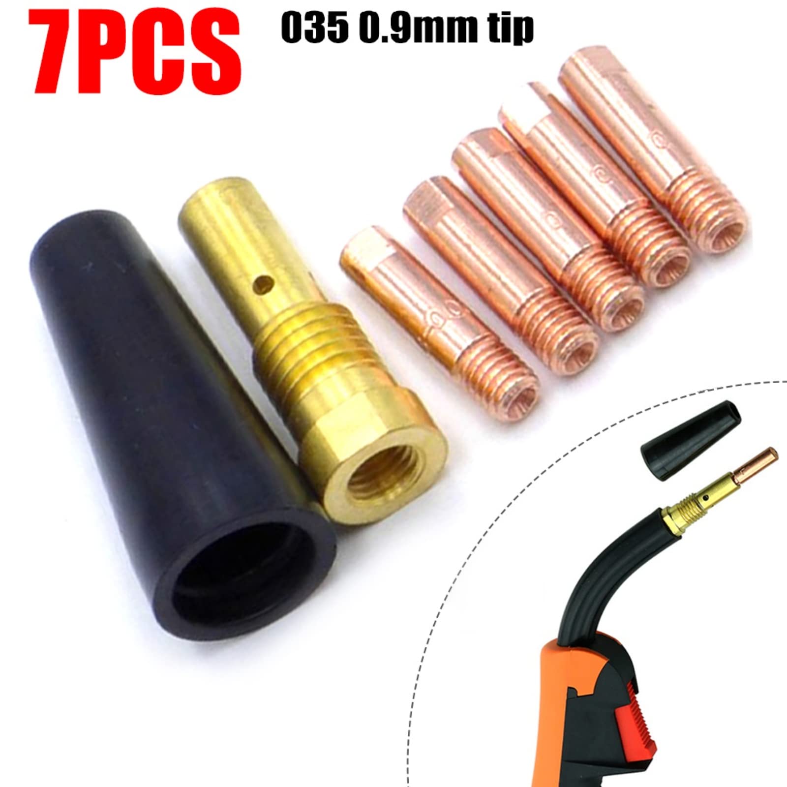 7Pcs MIG Welding Gun Kit, Gasless Nozzle Tips for Century FC90 Flux-Cored Wire Feed Welder K3493-1