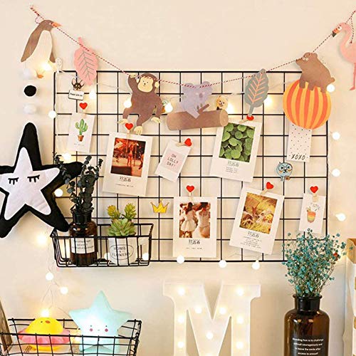 GBYAN Wall Grid 2 Pack Grid Wall Panels Wall Organizer Picture Board for Room and Office Photo Display Board with Clips, 25.6"x17.7"