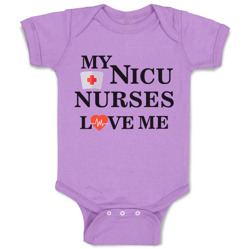 Cute Rascals Baby Bodysuit My Nicu Nurses Love Me Baby Primie Funny Humor Boy & Girl Baby Clothes Funny Cotton Lavender Design Only Newborn