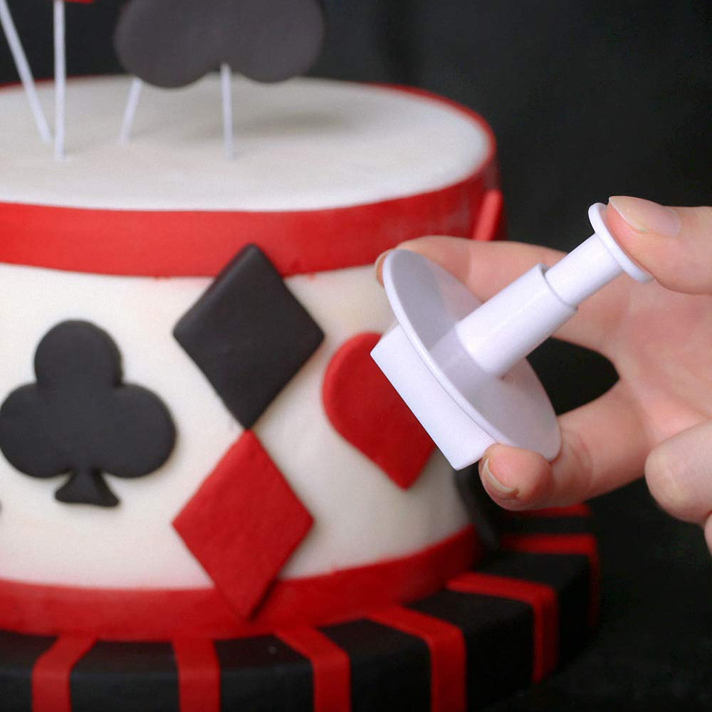 4Pcs/Set Poker Playing Bridge Plastic Cookie Cutter Playing Card Fondant Cutter (Spade, Club, Diamond, and Heart)