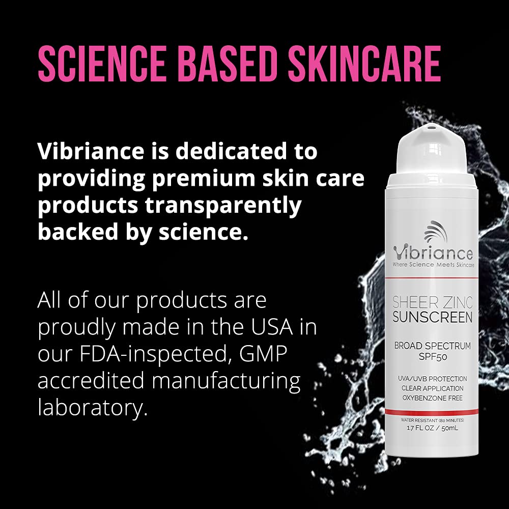 Vibriance Sheer Zinc Oxide Face Sunscreen, 1.7 fl oz - Broad Spectrum SPF 50 Tinted Moisturizer - Sensitive Skin Friendly