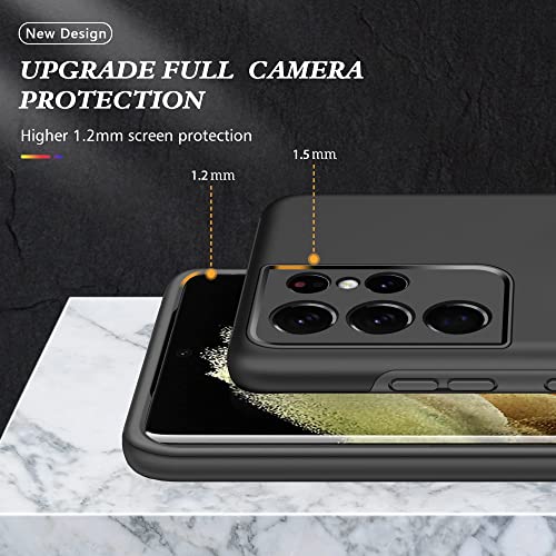 AKINIK for Samsung Galaxy S21 Ultra Case, with Self Healing Flexible TPU Screen Protector 2PCS, Military Grade Double Shockproof Invisible Kickstand Case for Galaxy S21 Ultra (Black)