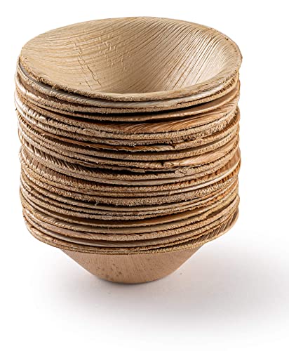 brheez Palm Leaf Bowls 4 Inch - 25 Pack - Eco Friendly, Compostable & Biodegradable β Elegant Bamboo Look Disposable Bowls are Heavy Duty and More Environmentally Friendly than Paper Bowls