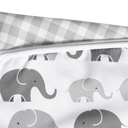 Boppy Premium Original Support Nursing Pillow Cover, Gray Elephants Plaid, Quick-dry, Coordinating Prints, Fits Boppy Original Nursing Supports for Breastfeeding and Bottle, One Cover Only