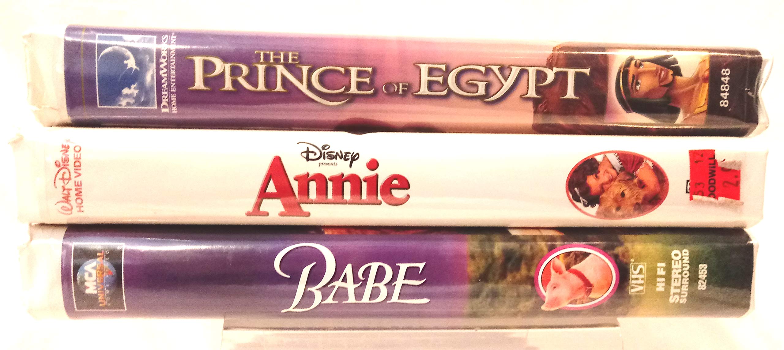 Set of 3 Family Entertainment Videos ~ Prince of Egypt VHS, Babe VHS, Annie VHS
