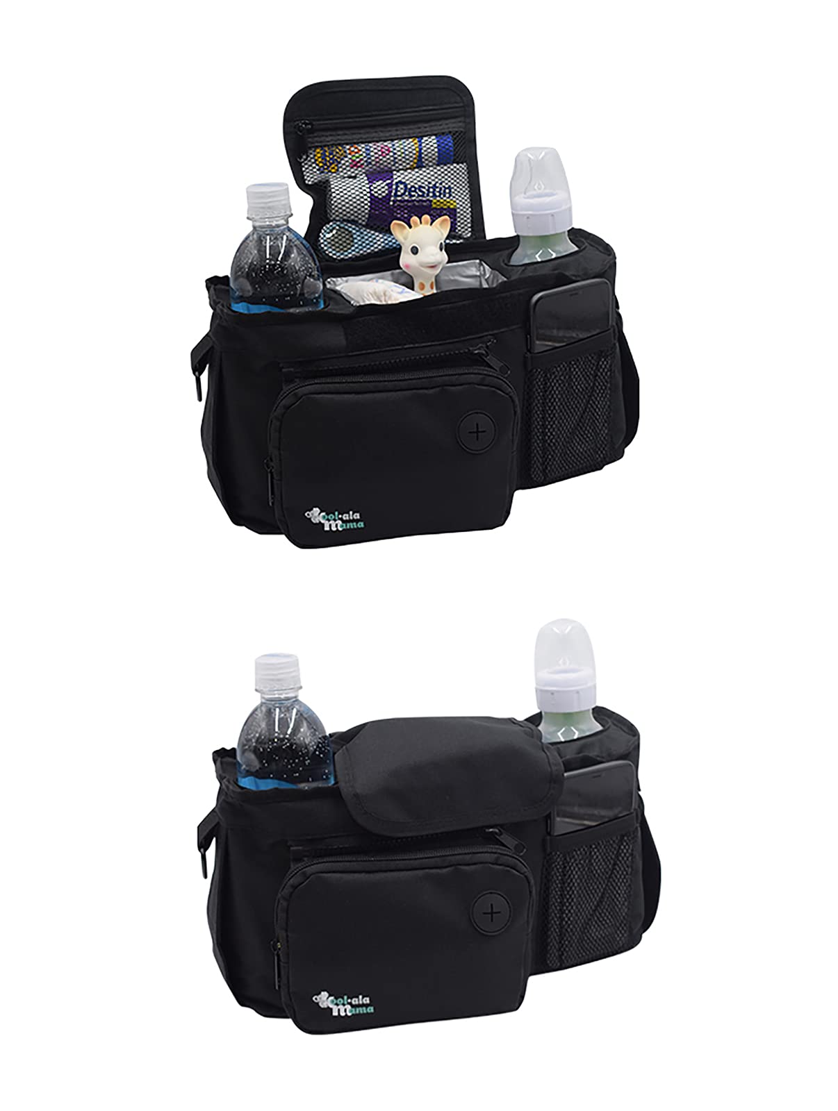 Kool-ala Mama, Universal Stroller Organizer with Insulated Cup Holders, Bonus Bag Hook & Diaper Changing Pad, Stroller Caddy, Detachable Wallet, Fits Bugaboo, Baby Jogger, Britax, Uppababy, Graco