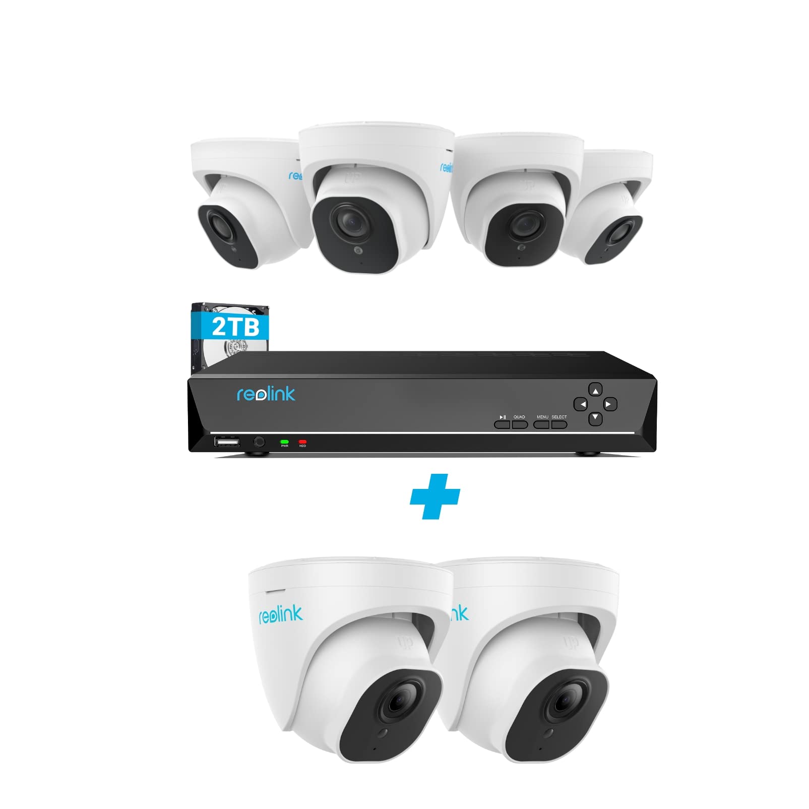 Reolink 4K PoE Security Camera System Bundle, 6pcs 8MP Person/Vehicle Detection Smart PoE IP Cameras, a 8CH NVR Pre-Installed with 2TB HDD(Include 4 x 18M Cat5 Cable)