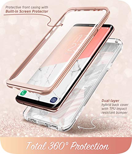 i-Blason Cosmo Series Case for Galaxy S9 (2018 Release), Slim Full-Body Stylish Protective Case with Built-in Screen Protector (Marble)