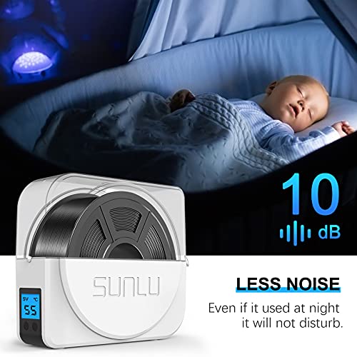 SUNLU Filament Dryer Box for 3D Printer Filament, S1 Plus Upgrade Fan, Keep Filament Dry During 3D Printing, Filament Holder, Keep 3D Filament No More Brittle/String/Poor Adhesion, White