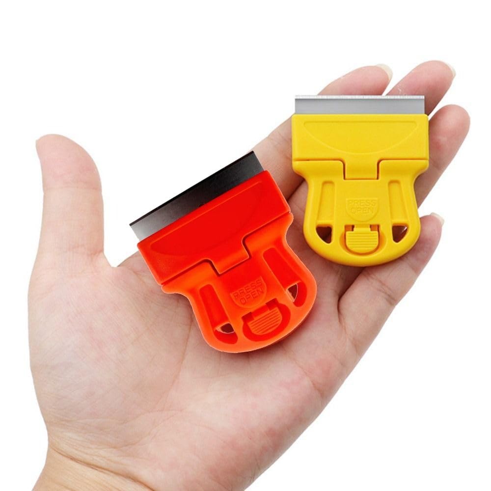 Plastic Razor Blades Scraper Tool Razor Multi-funtional Scraper Remover for Cleaning Paint, Caulk, Label, Decal, Sticker, Floor, Stove Top(Orange)
