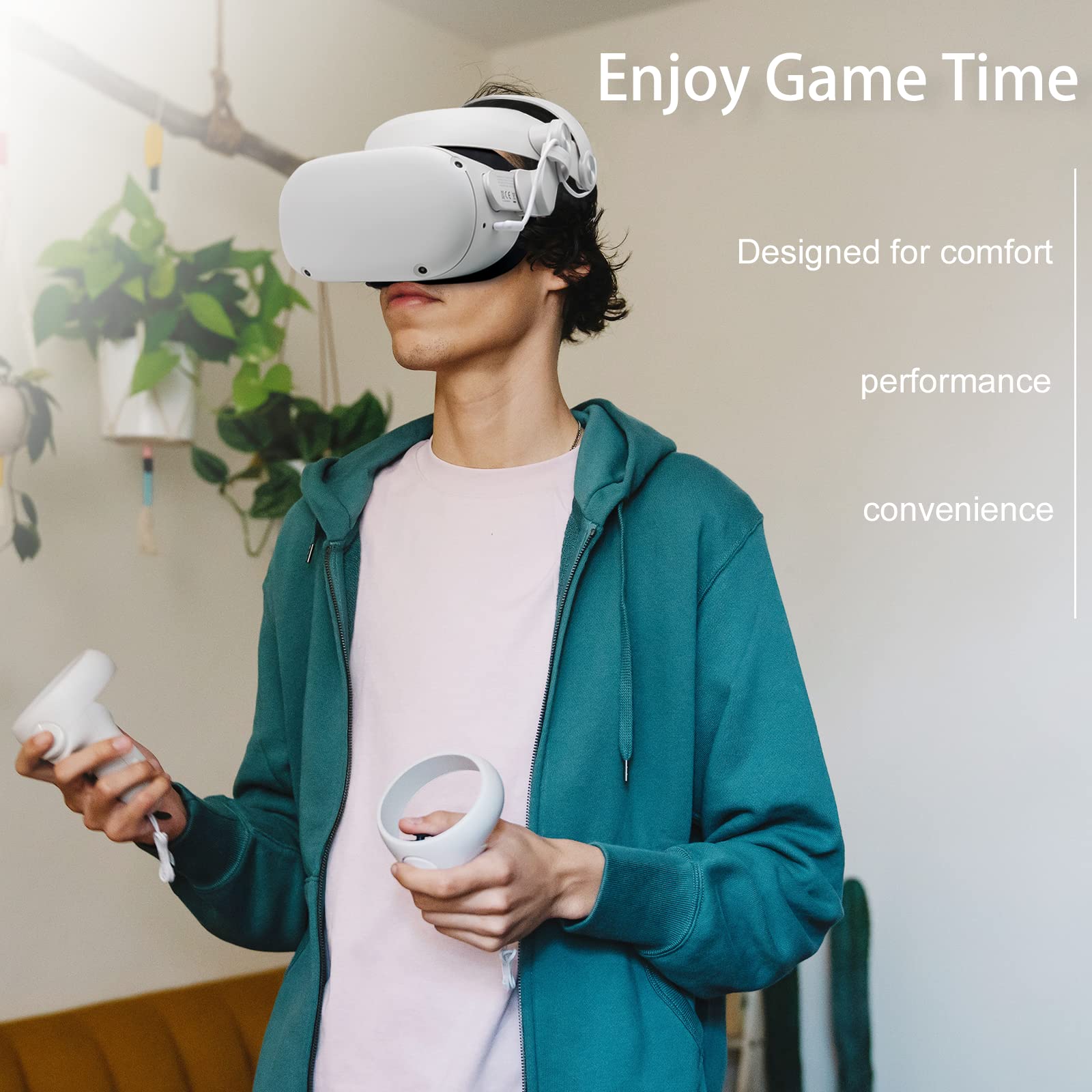 8VR Head Strap with Battery for Oculus Quest 2, Adjustable Elite Strap with 6000mAh Battery Pack for Enhanced Comfort and Playtime in VR, Fast Charging and Counter Balance Quest 2 Accessories