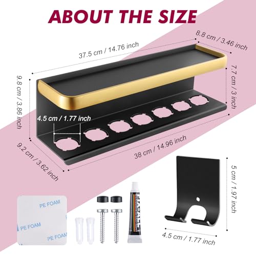 Prthaus Storage Holder for Dyson Airwrap Wall Mount Curling Iron Organizer and Storage rack Attachment Holder Stand Self Adhesive Holder Countertop Shelf for Vanity Bathroom