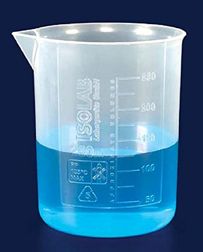 ISOLAB 026.01.S01.Set4 7 Pieces Premium Laboratory Plastic Beaker Set, High Clarity, Polypropylene, Raised Graduations, Autoclavable, 25 mL, 50 mL, 100 mL, 250 mL, 500 mL, 1000 mL, 2000 mL