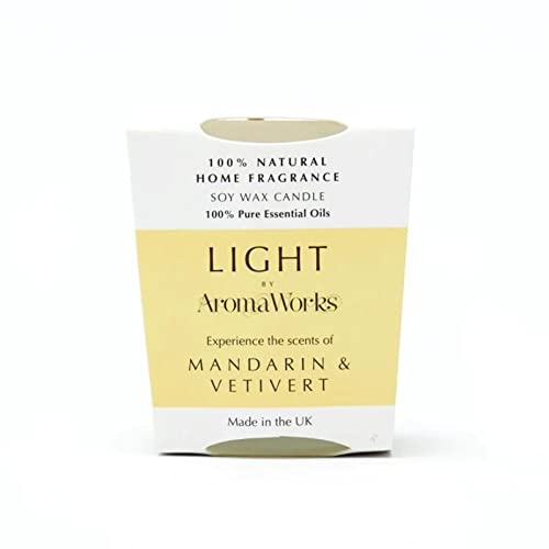 Aromaworks Light Mandarin & Vetivert Candle | Creates a Calm Enhancing Atmosphere | Provides a Sense of Happiness | Naturally Scented | 100% Pure Essential Oils | 2.64 Oz