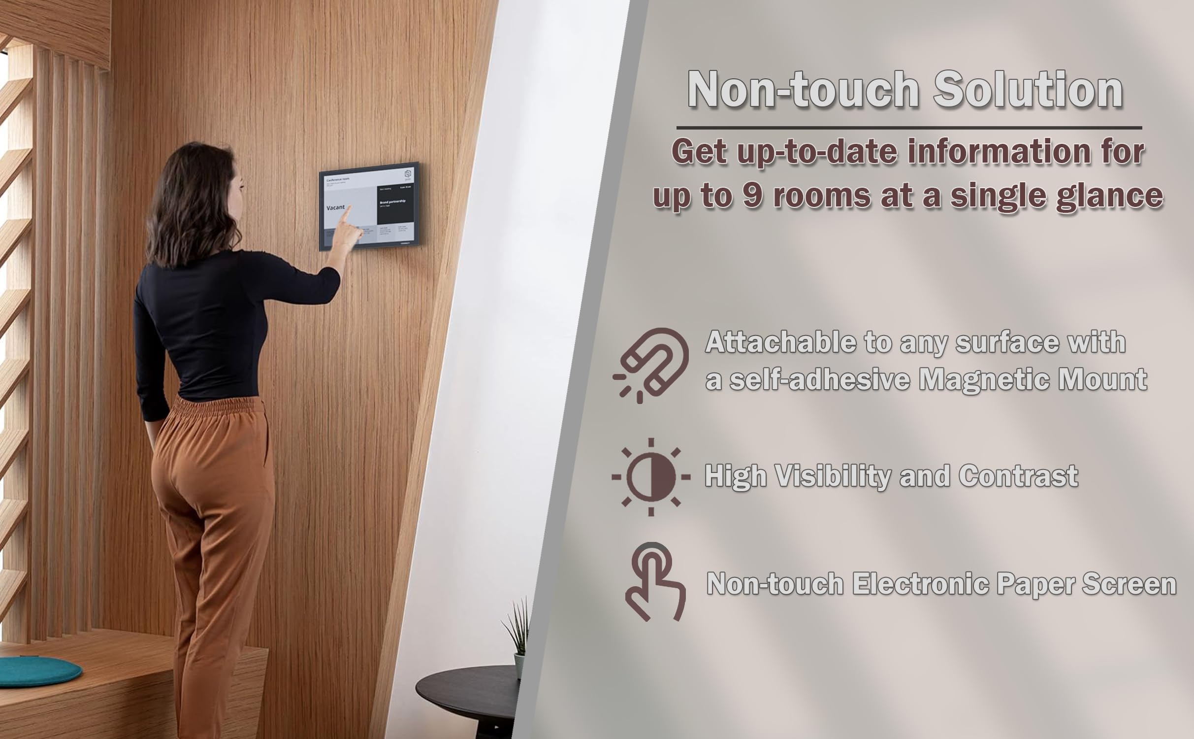 Joan 13 Gray: 13.3" E Ink Screen, Custom Calendars, Sustainable Design. Elevate Meetings and Enhance Your Workspace