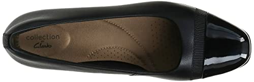 Clarks womens Juliet Monte Pump, Black Leather/Synthetic, 8.5 Wide US