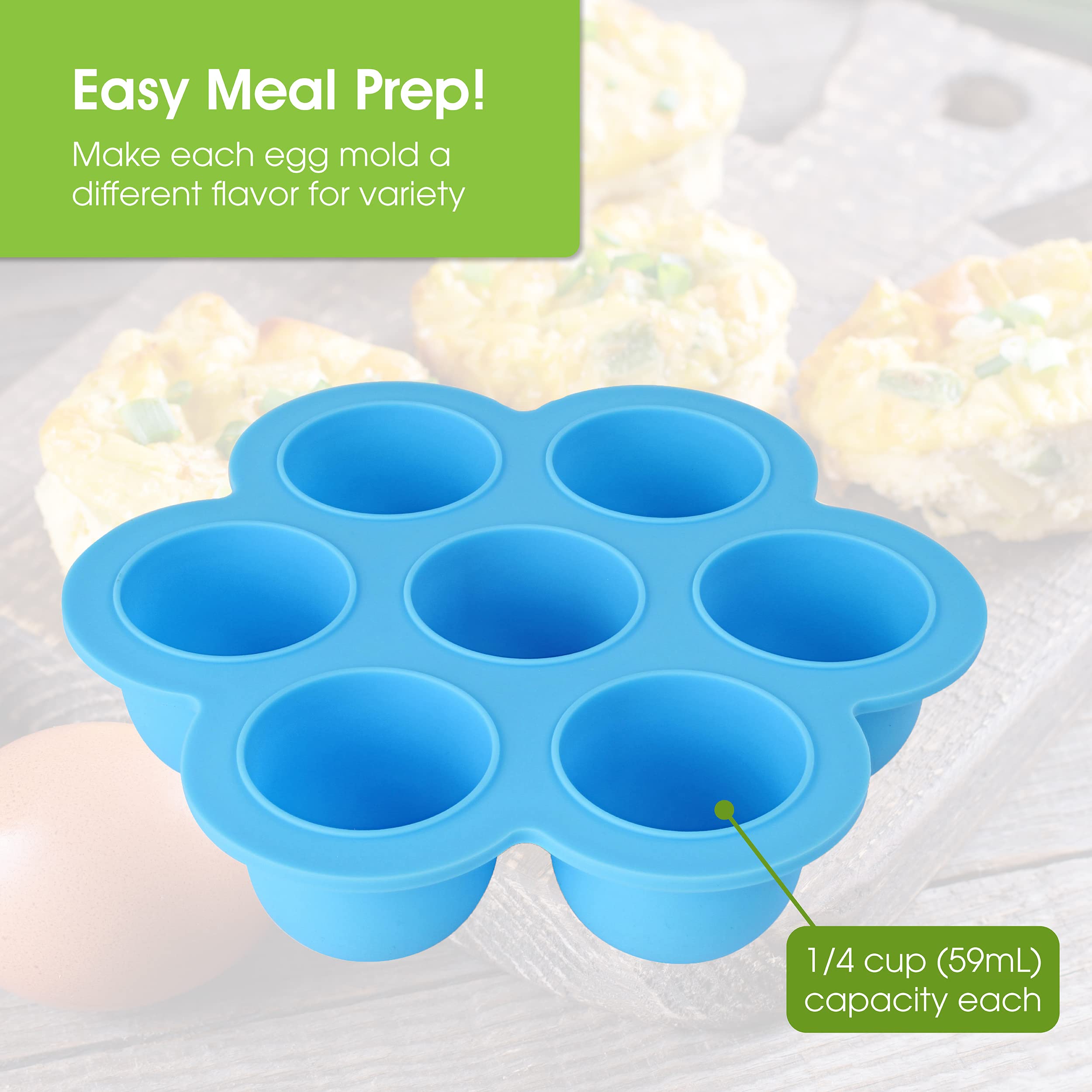 7Penn Silicone Egg Bite Molds Compatible with Instant Pot - 2-Pack Sous Vide Egg Bite Maker Accessory and Lifting Sling