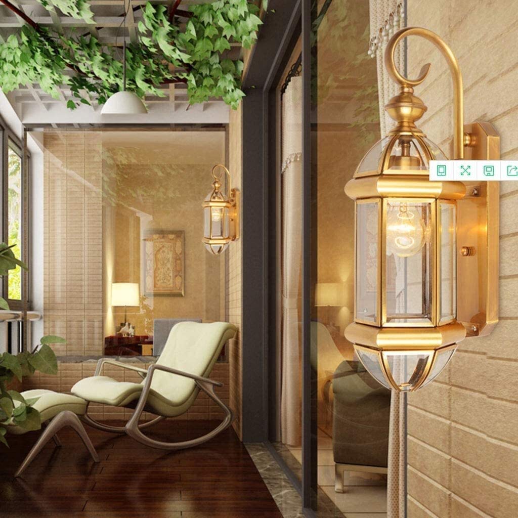 ZpLMW Wall Light Copper Outdoor Wall Lamp Waterproof Home Retro Garden Lighting Corridor Aisle Balcony Exterior Wall Stair Wall Lamp