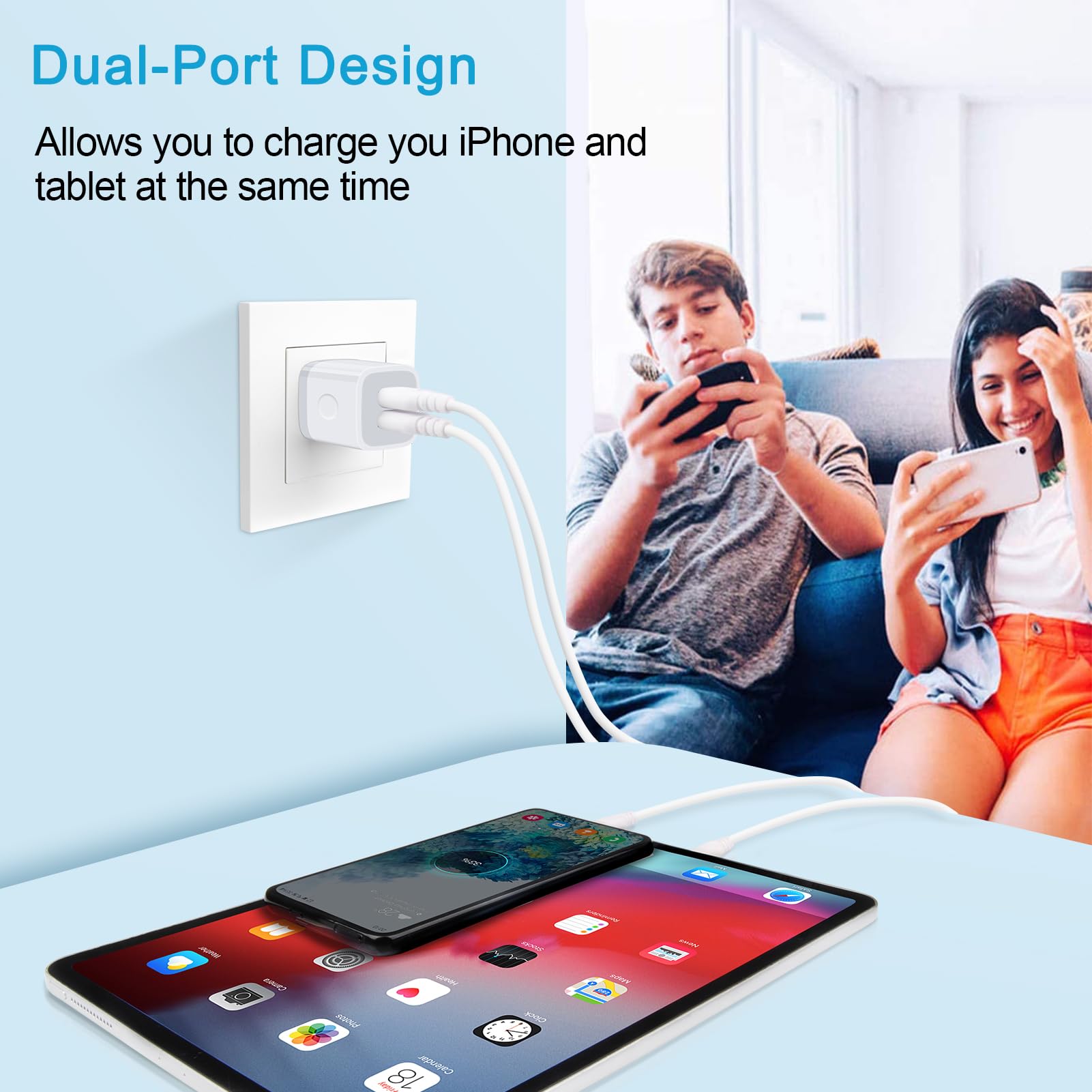 USB Wall Charger,Charging Block,5Pack 2.1A Quick Dual Port Plug Charger Box Cubes for iPhone 16 15 14 13 12 11 Pro Max XR 8 7 6 Plus,Samsung Galaxy S24 S23 S23+ S22 S21 Ultra S10 S20 Plus A14 A15 A33