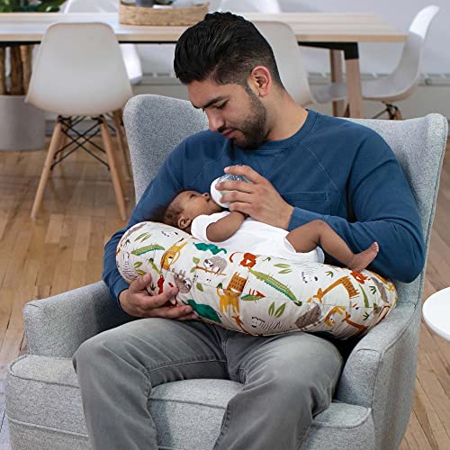 Boppy Original Support Nursing Pillow, Neutral Jungle, Ergonomic Breastfeeding, Bottle Feeding, and Bonding, Firm Hypoallergenic Fiber Fill, Removable Cover, Machine Washable