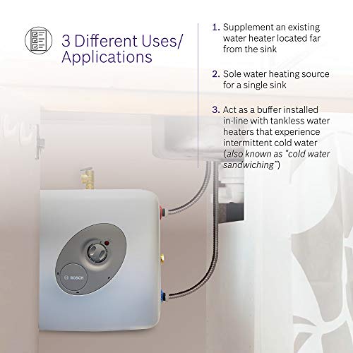 Bosch Electric Mini-Tank Water Heater Tronic 3000 T 7-Gallon (ES8) - Eliminate Time for Hot Water - Shelf, Wall or Floor Mounted