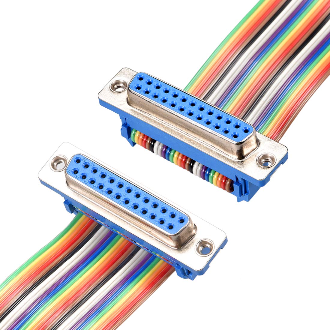 uxcell IDC Rainbow Wire Flat Ribbon Cable DB25 Female to DB25 Female Connector 2.54mm Pitch 19.7inch Length