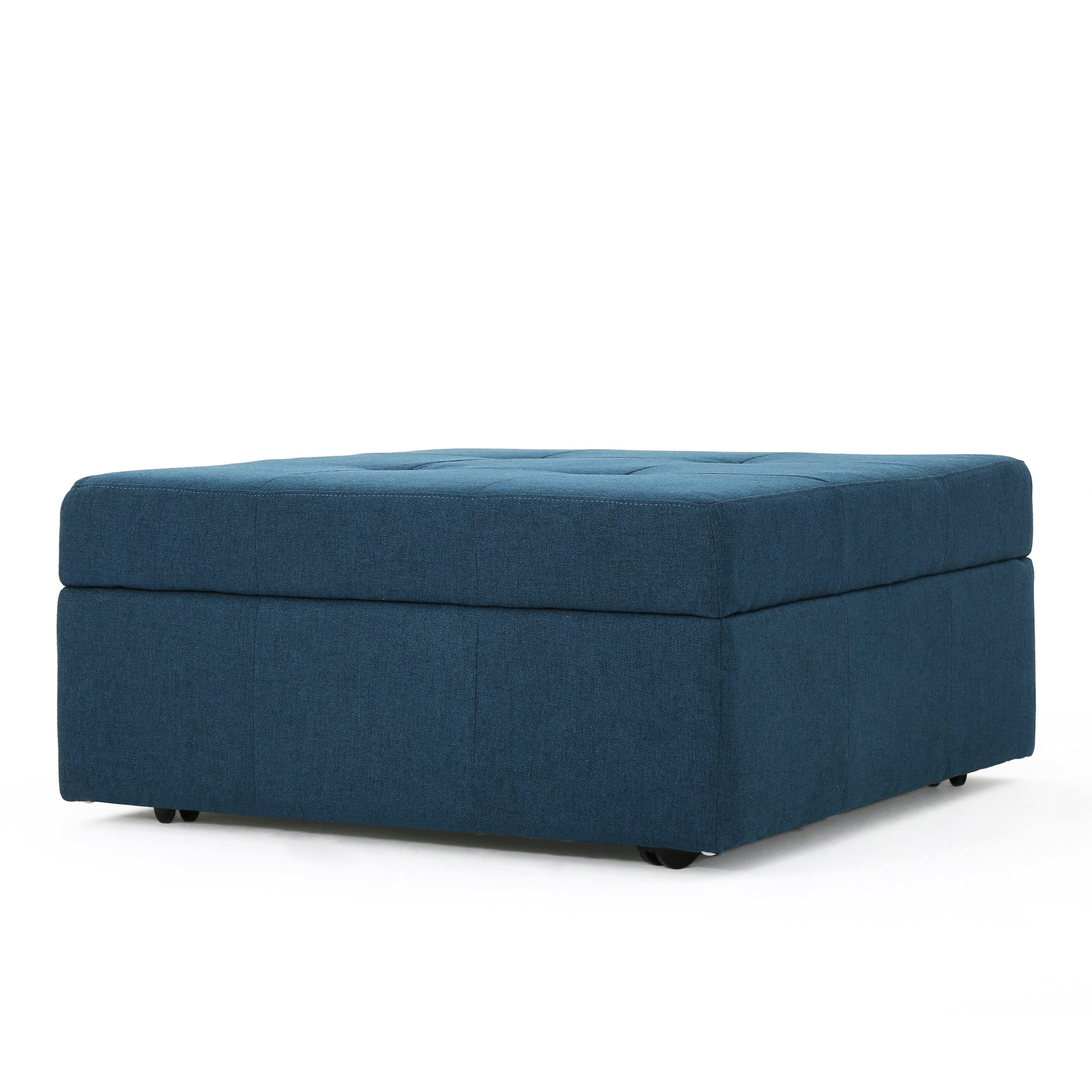Christopher Knight Home Chatsworth Fabric Storage Ottoman, Navy Blue 30.5' L x 30.5' W x 15.25' H