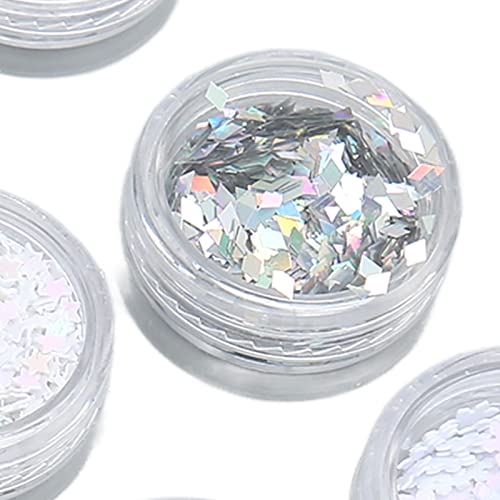 Craft Glitter Sequin, High Flash Glitter Sequins Set for Homemade Cards (White)