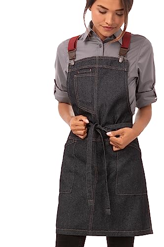 Chef Works Unisex Berkeley Short Bib Apron, Indigo Blue, One Size