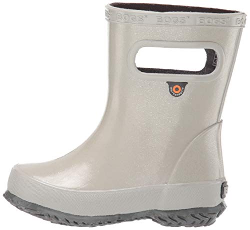 Bogs Skipper Rubber Waterproof Boys and Girls Rain Boot, Glitter-Silver, 6 US Unisex Infant